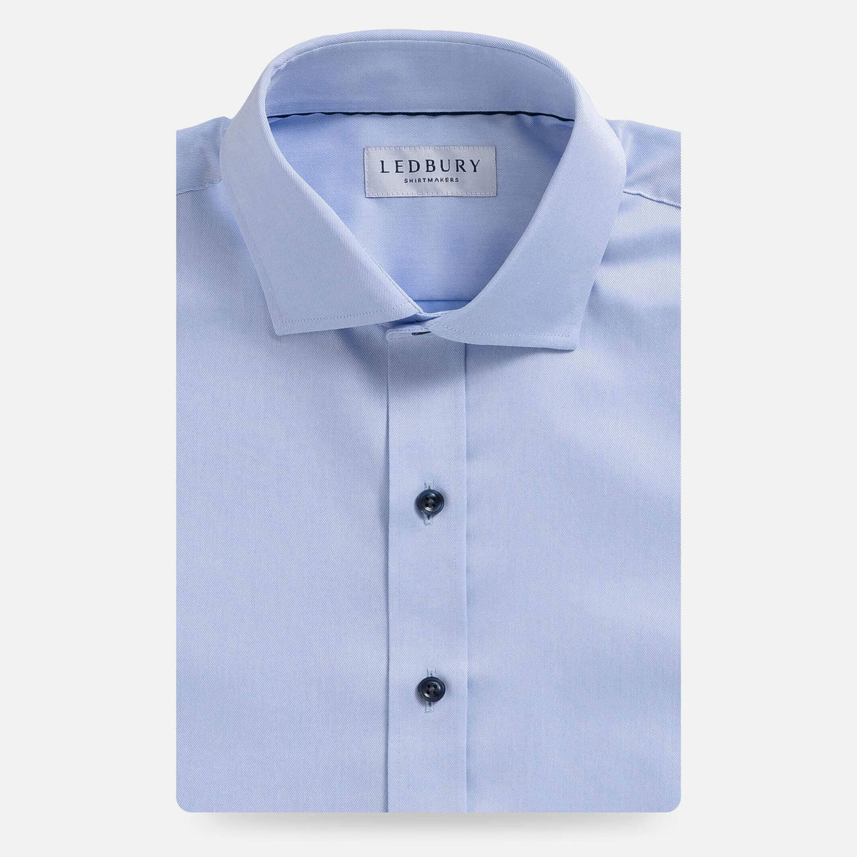 The Light Blue Sanders Non Iron Fine Twill with Navy Buttons Custom Sh ...