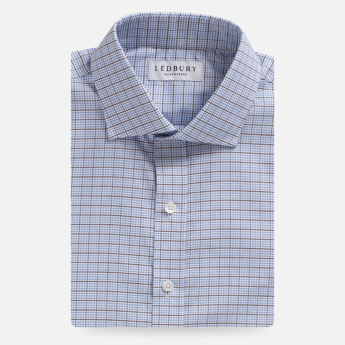 Brown Windowpane Dress Shirt Kent Fabric | Ledbury