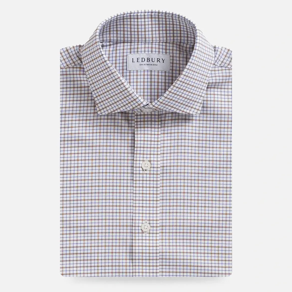 Journey Flex Performance Grid Check Shirt - Brown Custom Fit | Ledbury