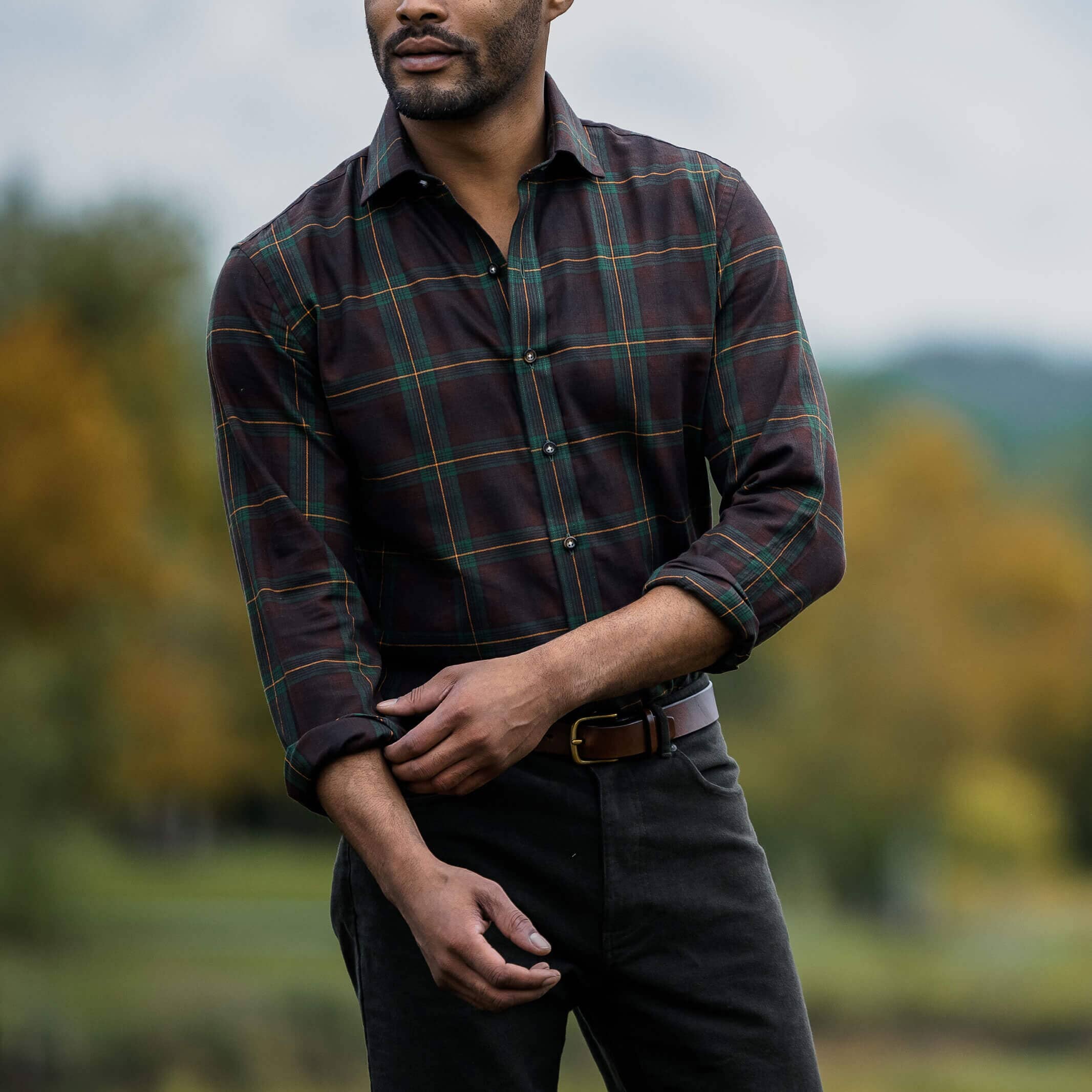 The Dark Brown Woodly Plaid Custom Shirt – Ledbury