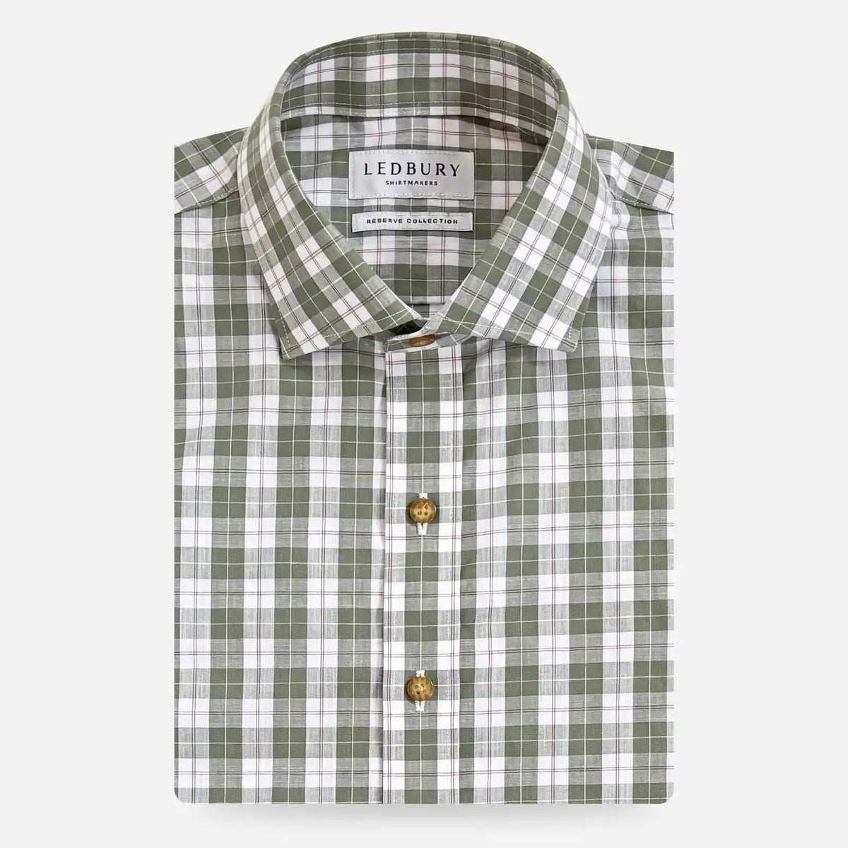 Soft Olive Albini Erwood Check Custom Casual Shirt | Ledbury