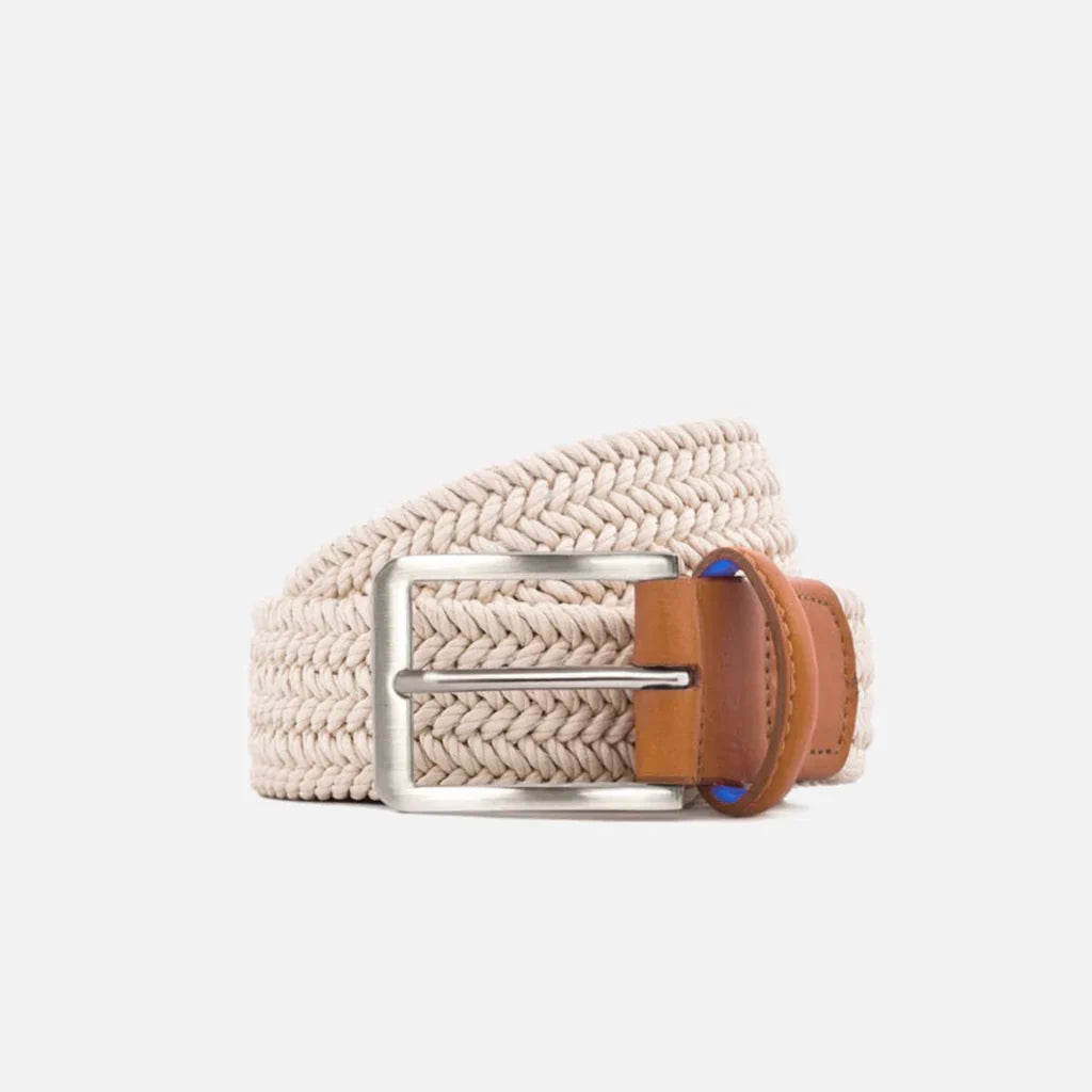 Cream Terra Belt – Cotton Weave & Leather Trim | Beltology – Ledbury